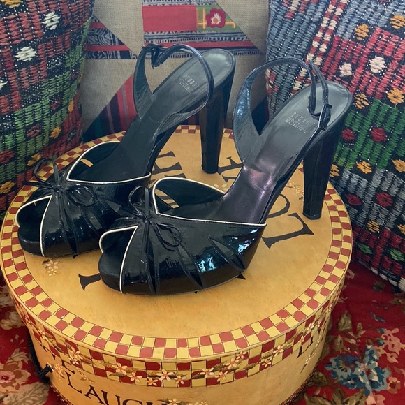 Stuart Weitzman | Shoes | Stuart Weitzman Black Peep Toe Heels With ...